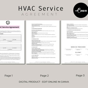 Editable HVAC Service Agreement, Hvac Templates, Hvac Contracts, Hvac ...