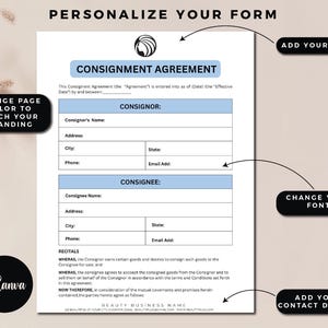 Editable Consignment Agreement, Consignment Store Forms, Product Consignment Agreement, Reseller ...