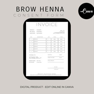 Editable Henna Brow Consent Form Template, Henna Brow Tint Intake Form ...