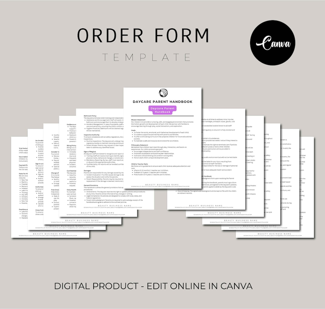 Daycare Parent Handbook, Daycare Policies, Childcare Enrollment Forms ...