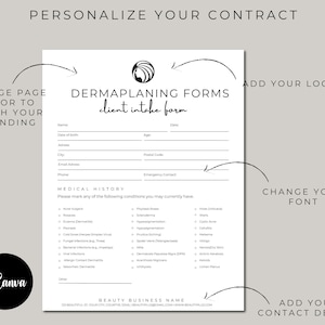 Dermaplaning Forms, Editable Esthetician Templates, Dermaplaning ...