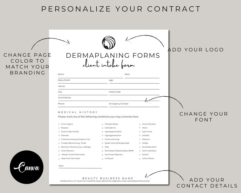 Dermaplaning Forms, Editable Esthetician Templates, Dermaplaning ...