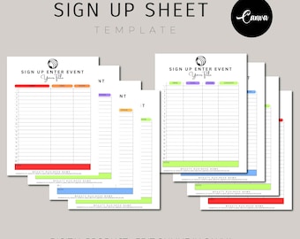 Editable Sign up Sheet Template, Printable Sign up Template, Sign up ...