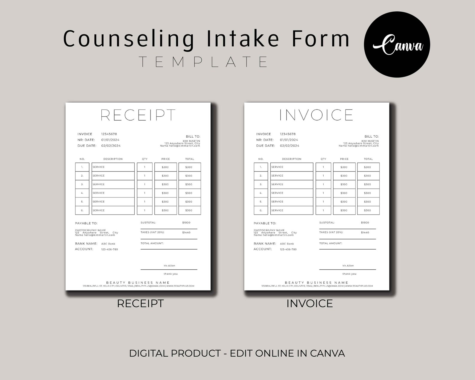 Counseling Intake Form, Mental Health Intake Form Template, Informed ...