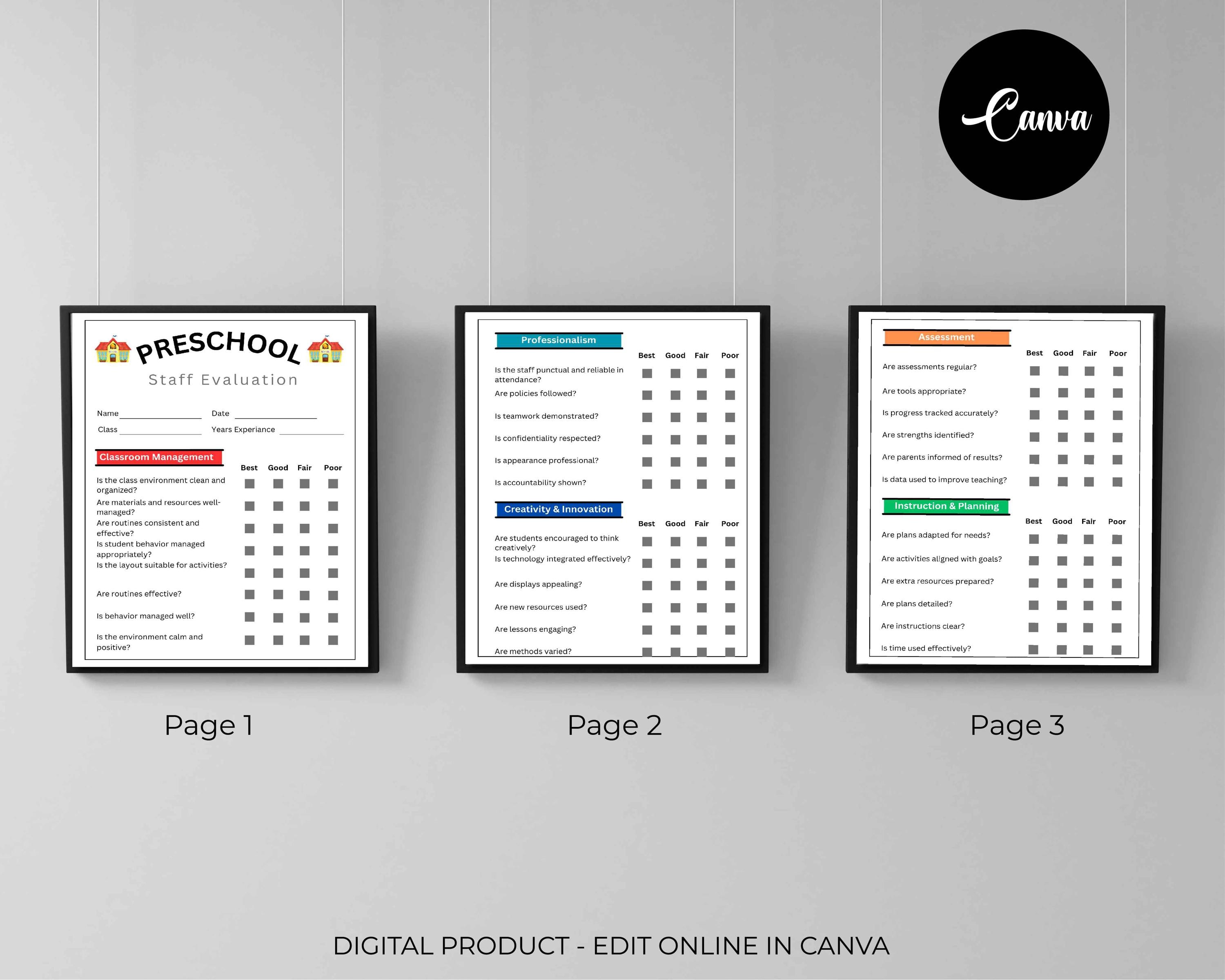Daycare Staff Evaluation Printable, Printable Employee Self Evaluation ...