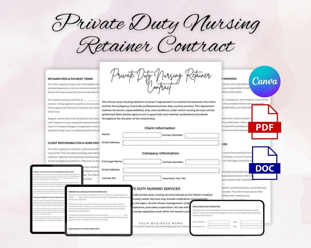 Private Duty Nursing Retainer Contract, Private Duty Nursing Waiver ...