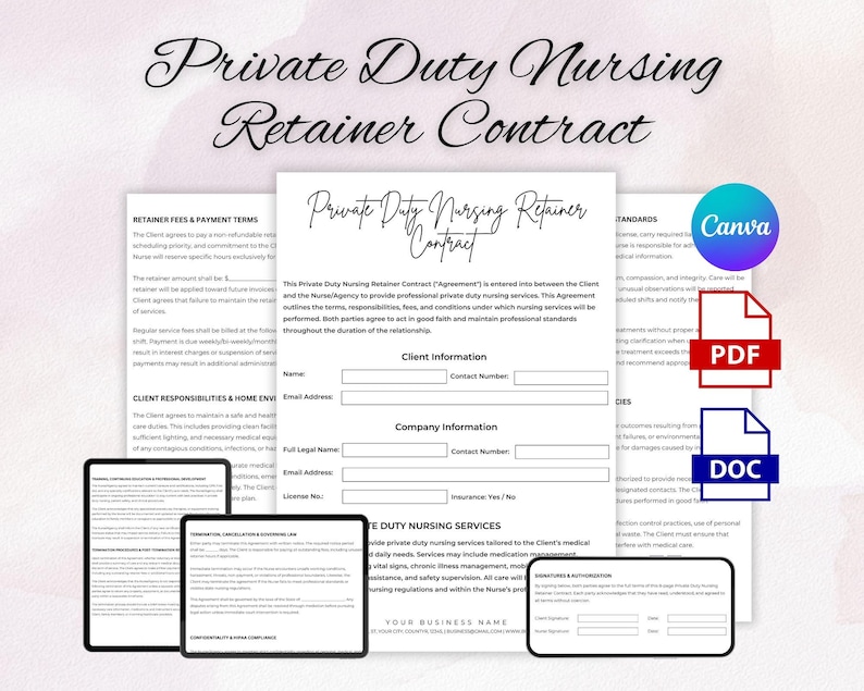 Private Duty Nursing Retainer Contract, Private Duty Nursing Waiver ...