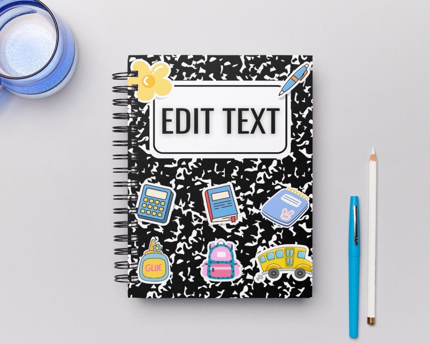 Editable Classroom Labels or Name Tags for School: Composition Notebook ...
