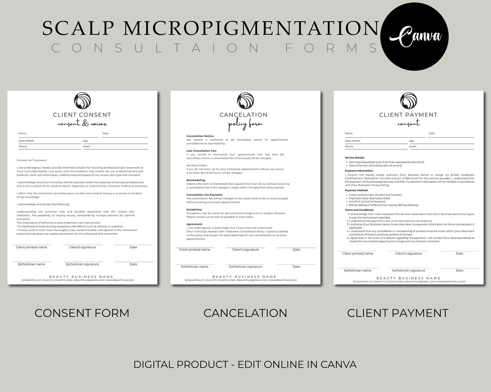 Scalp Micropigmentation Consent Form Template, PMU Consent Form ...