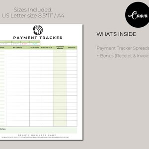 Payment Tracker Canva Template, Printable Client Payment History ...