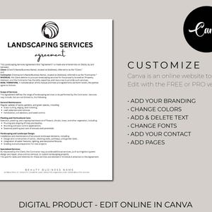 Editable Landscaping Contract Template, Lawn Care Contract, Garden Care ...