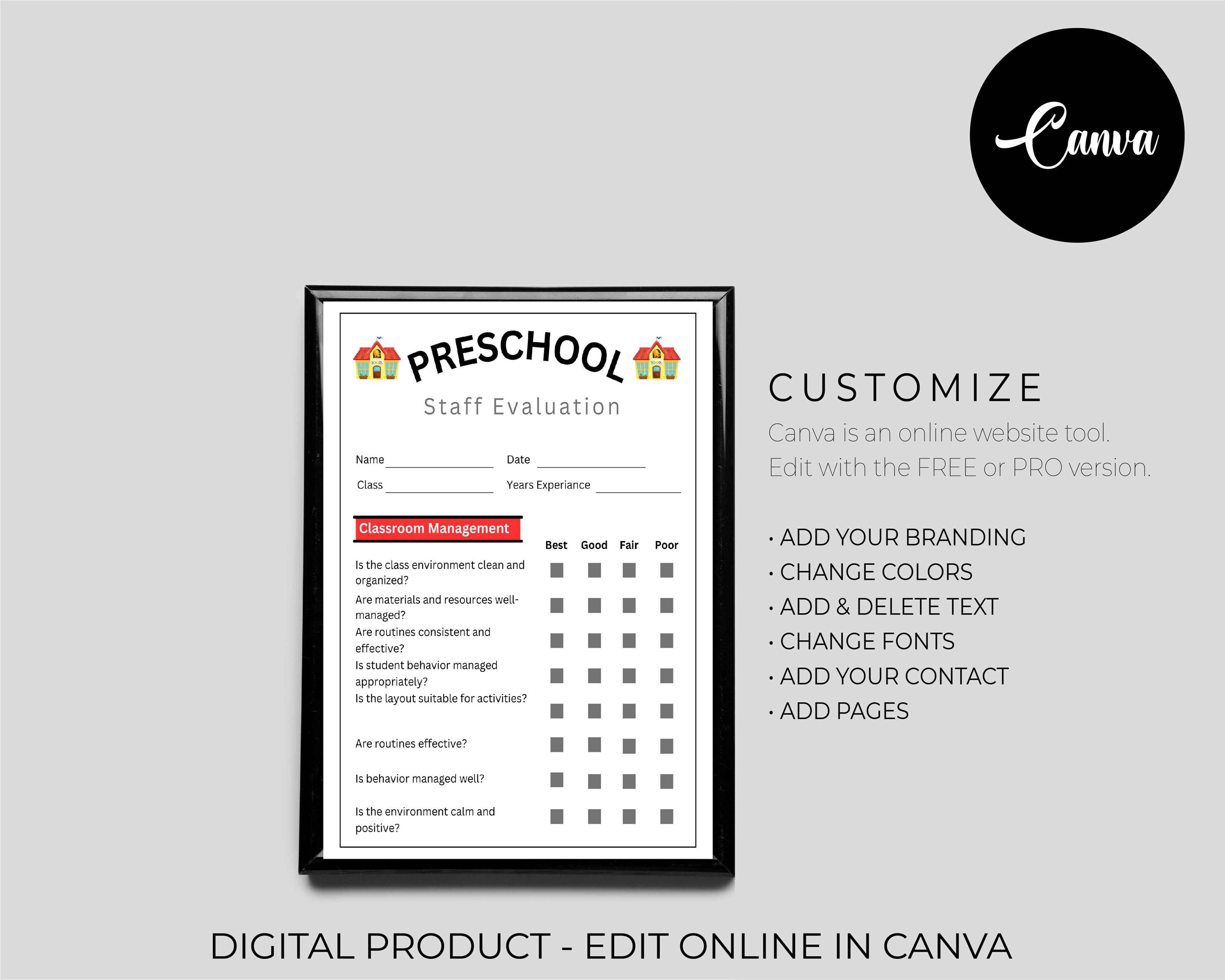 Daycare Staff Evaluation Printable, Printable Employee Self Evaluation ...