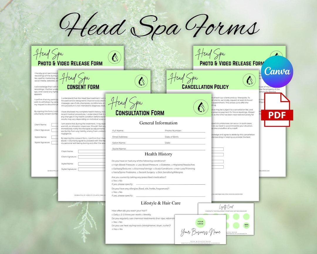 Head Spa Forms, Japanese Head Spa Forms, Head Spa Intake Form, Japanese ...