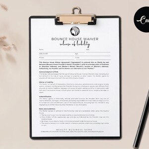 Bounce House Waiver Forms, Bounce House Rental Contract, Release of ...