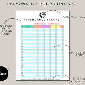 Colorful Attendance Sheet Template, Boho Attendance Tracking Chart for ...