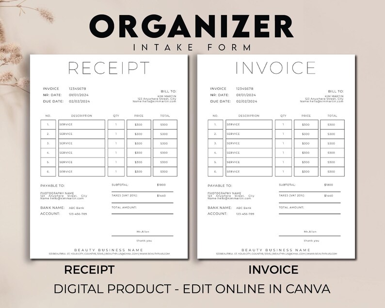 Professional Organizer Contract Forms, Organizing Service Agreement ...