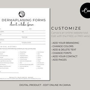 Dermaplaning Forms, Editable Esthetician Templates, Dermaplaning ...