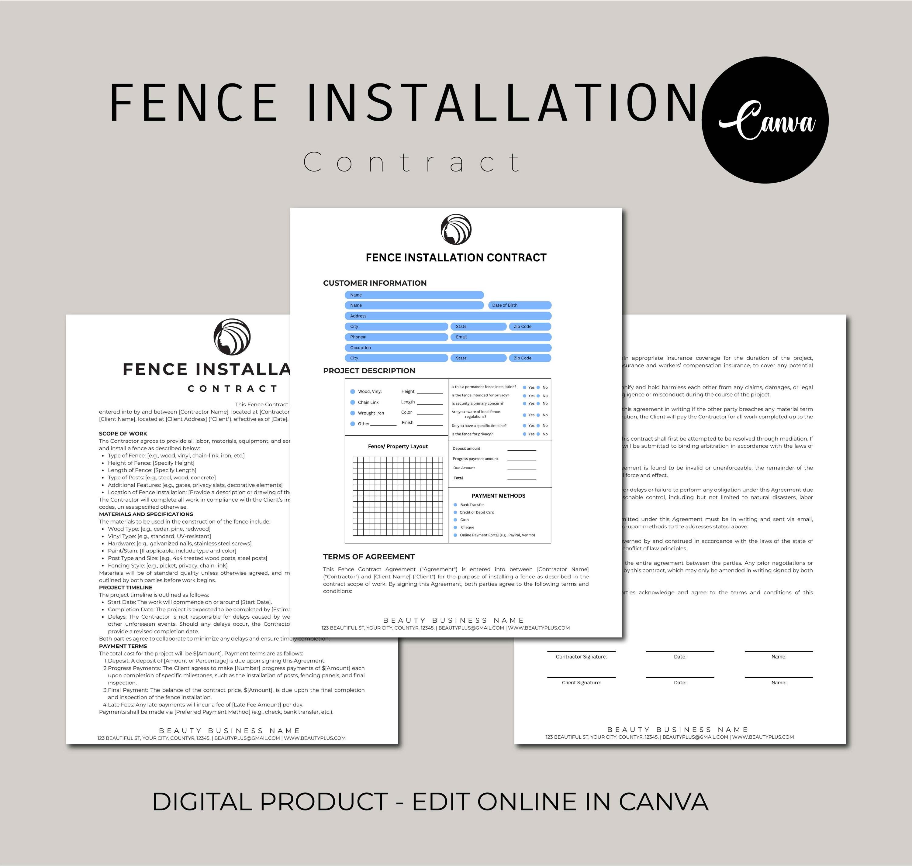 Fencing Contract Template, Fence Contract, Professional Fencing ...