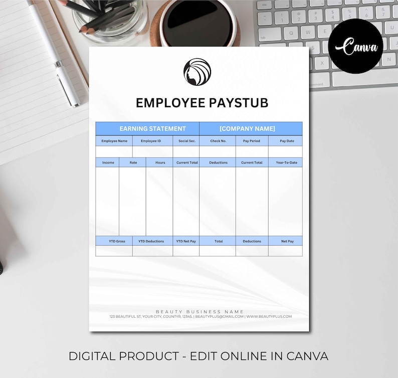 Employee Pay Stub, Employee Payroll, Bi-weekly Paystub, Editable Pay ...