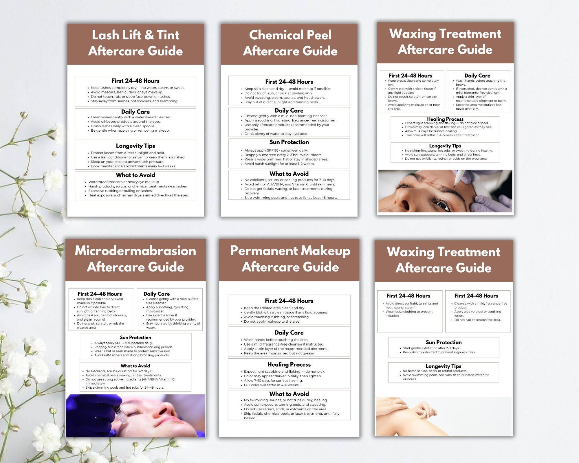 Editable After Care Guide Templates, Consult Client Aftercare ...