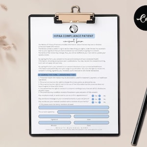 HIPAA Consent Form Template, HIPAA Authorization Forms, New Patient ...