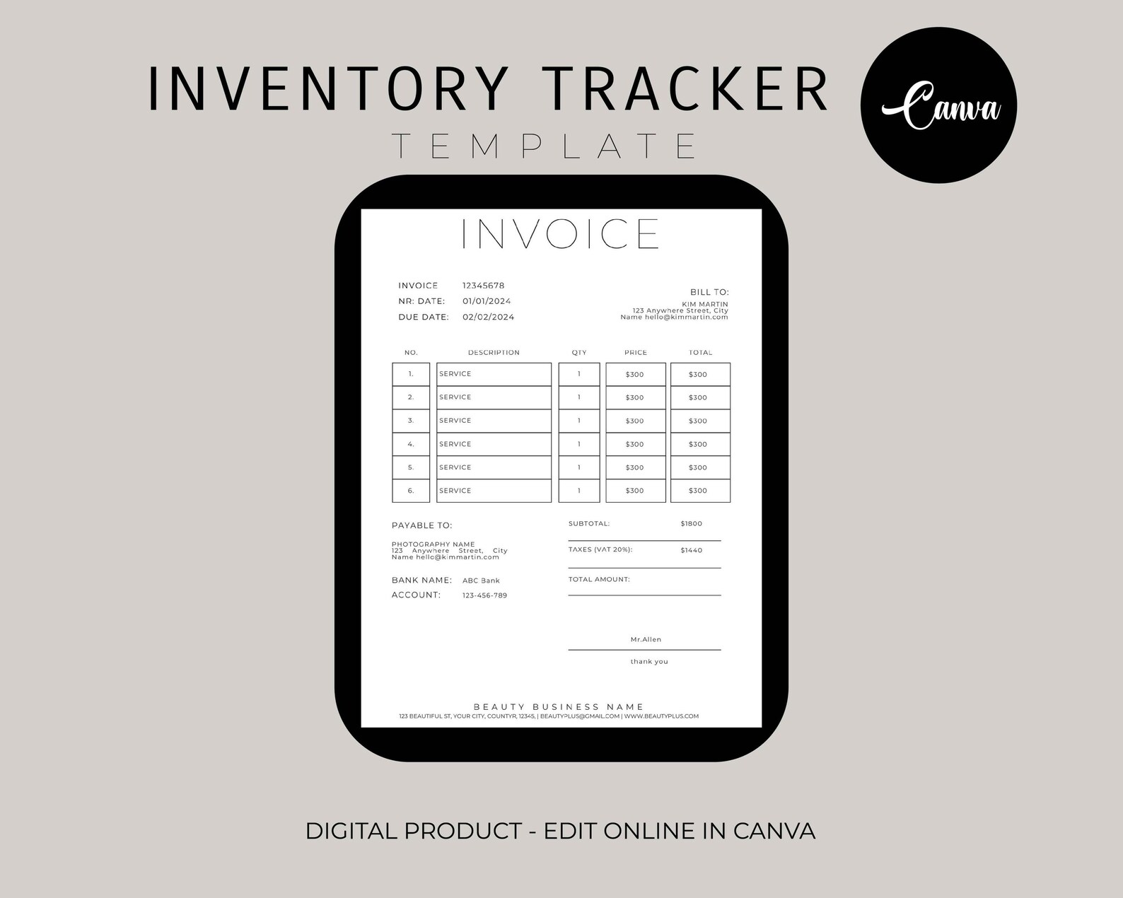 Printable Inventory Tracker Planner Page, Inventory Organizer ...