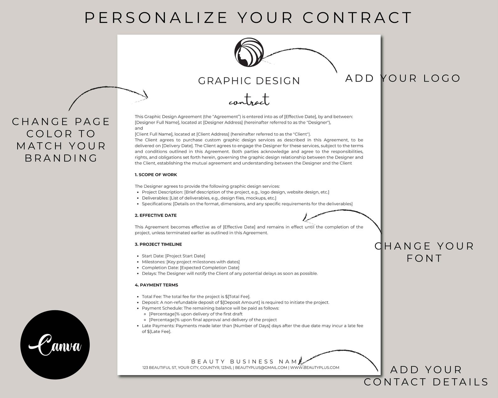 Graphic Design Contract, Design Services Forms, Contract for Graphic ...