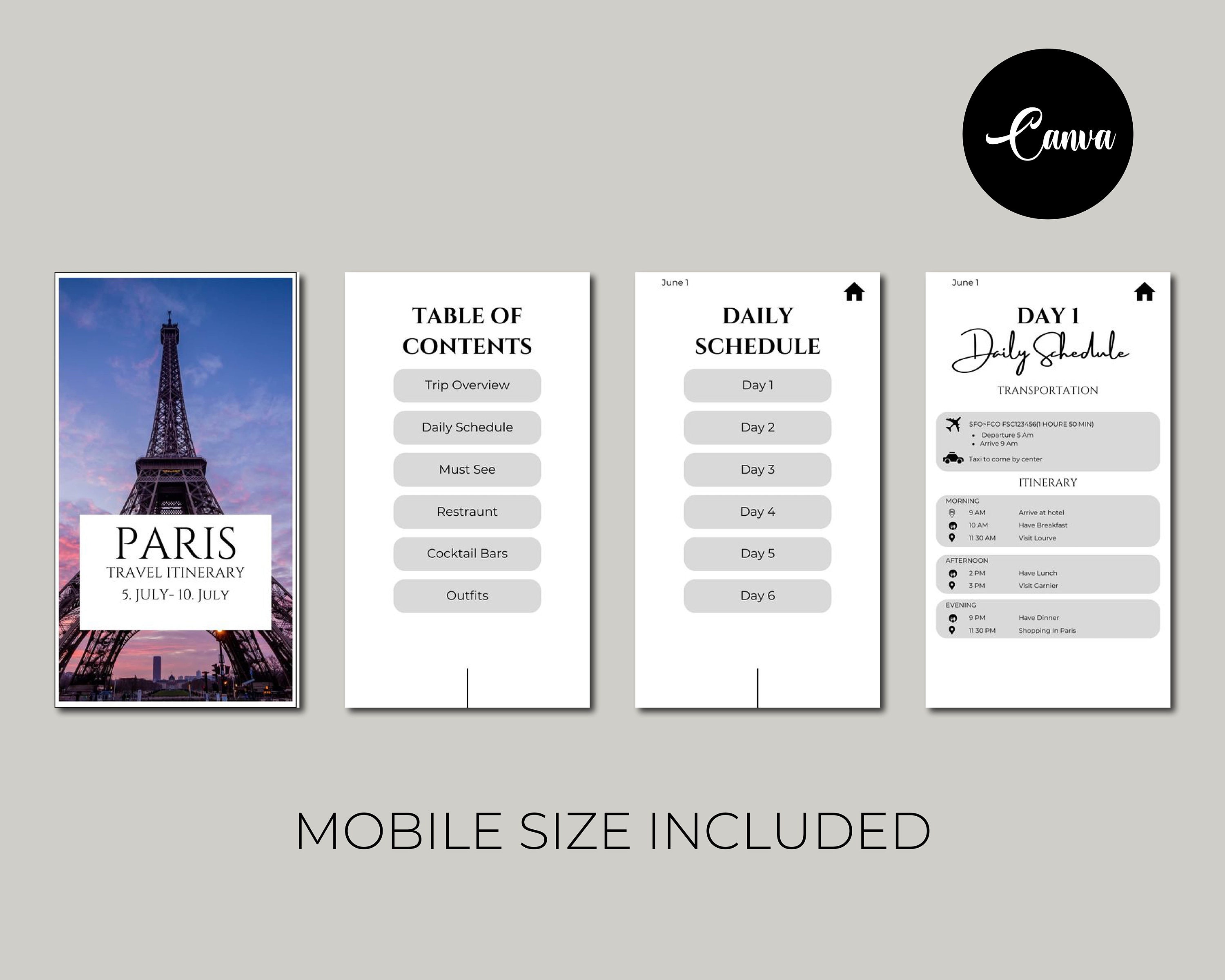 Editable Travel Itinerary Template, Trip Itinerary Printable Travel ...