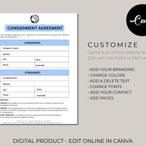 Consignment Agreement, Consignment Form, Consignee Agreement, Consignment Contract, Reseller ...
