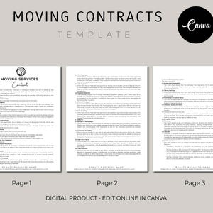 Editable Moving Contracts Template, Moving Services Contract, Canva ...