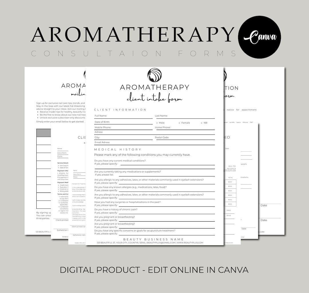 Aromatherapy Consent Form, Aromatherapy Client Consultation Form ...