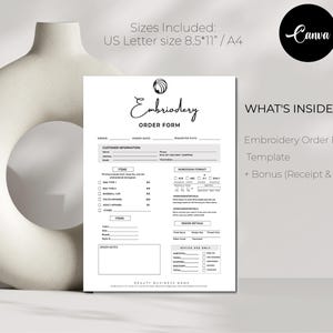 Embroidery Order Form Template, Embroidery Order Contract, Custom ...