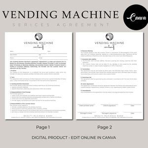 Professional Vending Machine Contract Template, Editable in Canva ...