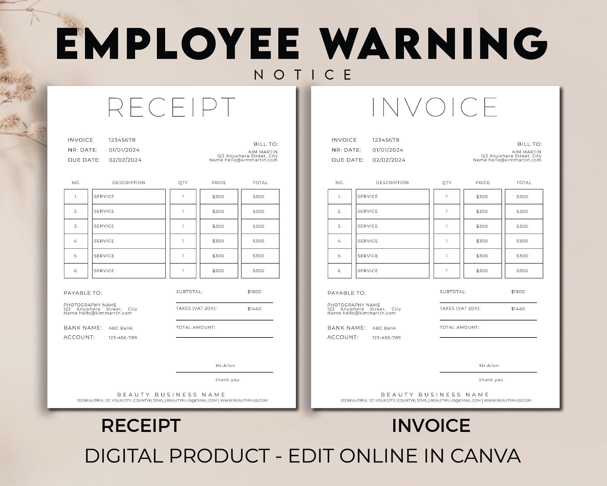 Employee Warning Notice Template, Employee Disciplinary Form, Employee ...