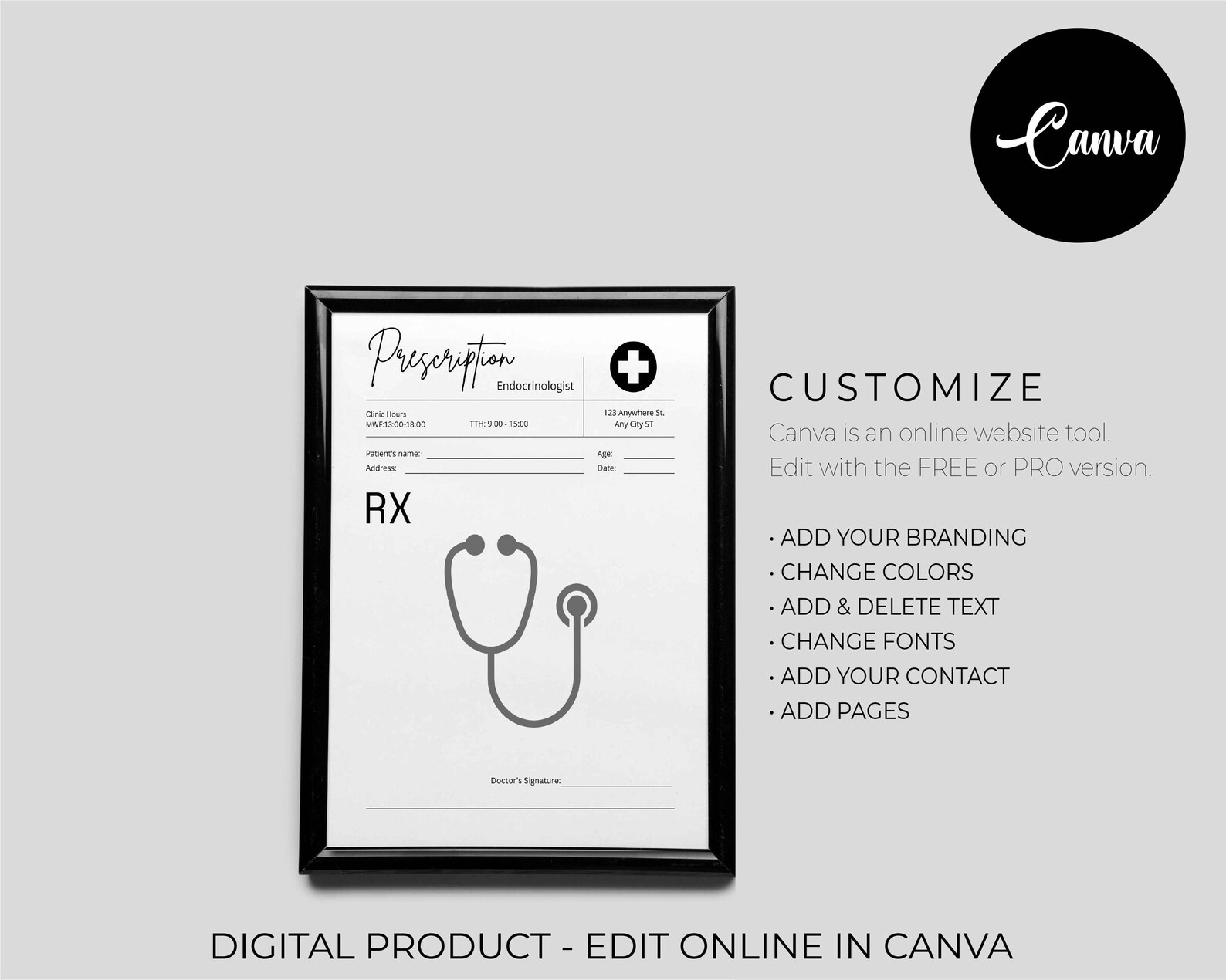 Editable Doctor Prescription Pad Template, Prescription Sheet, Editable ...