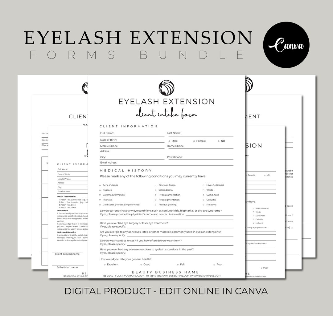 Eyelash Extension Forms - Editable Lash Consent Templates, Eyelash ...