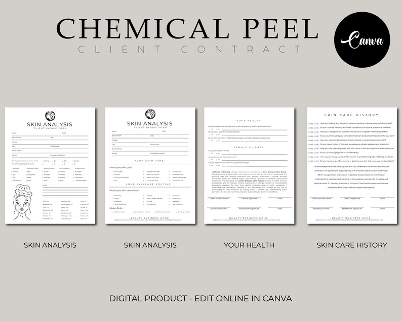 Chemical Peel Forms, Editable Esthetician Templates, Chemical Peel ...