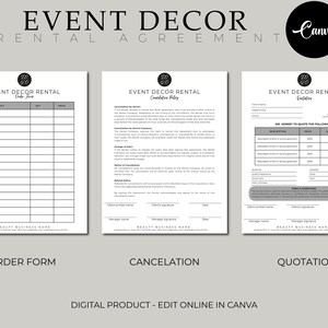 Event Décor Rental Contract, Editable in Canva, Party Equipment Rental ...
