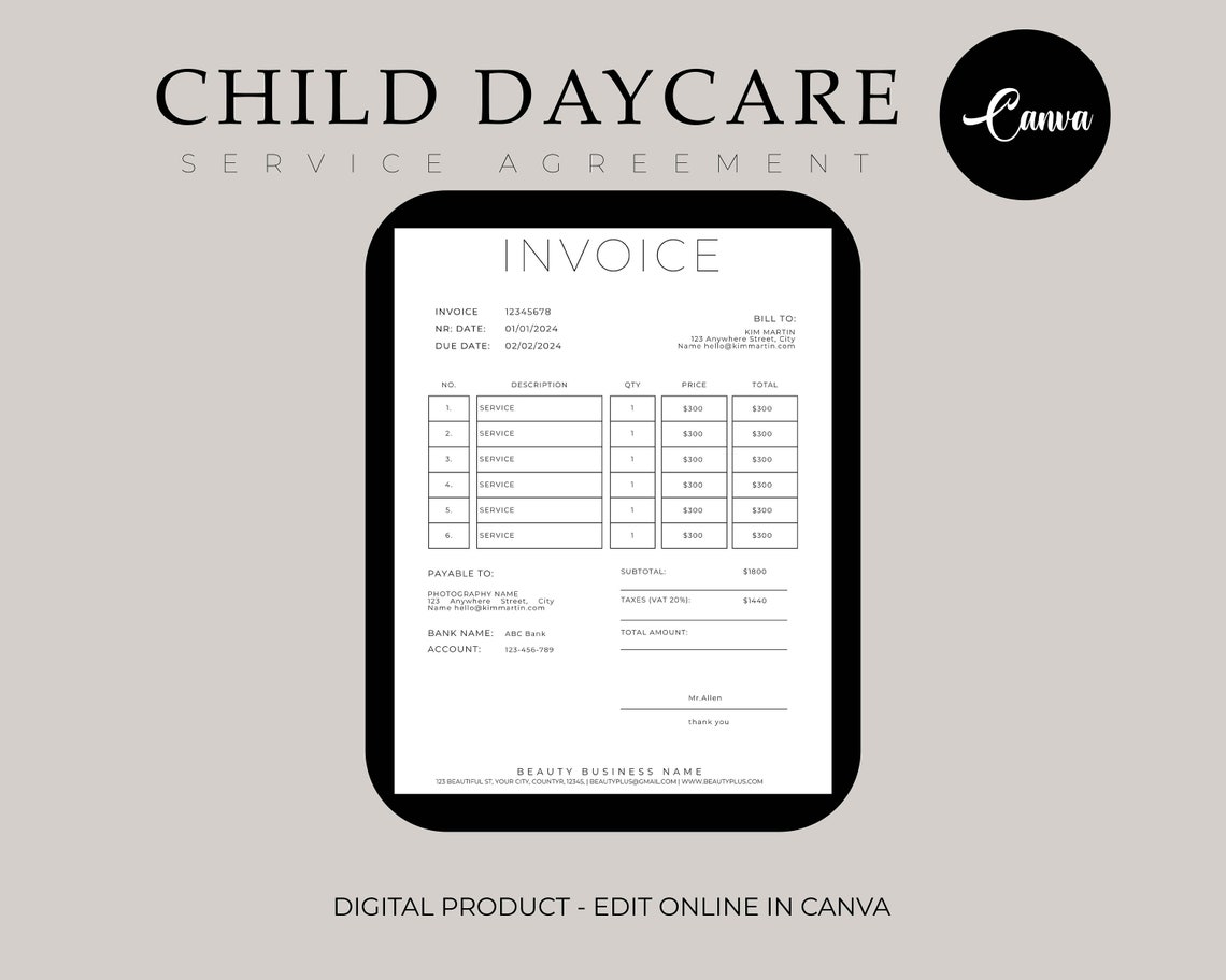 Editable Home Daycare Contract Template, Home Daycare Forms Package ...