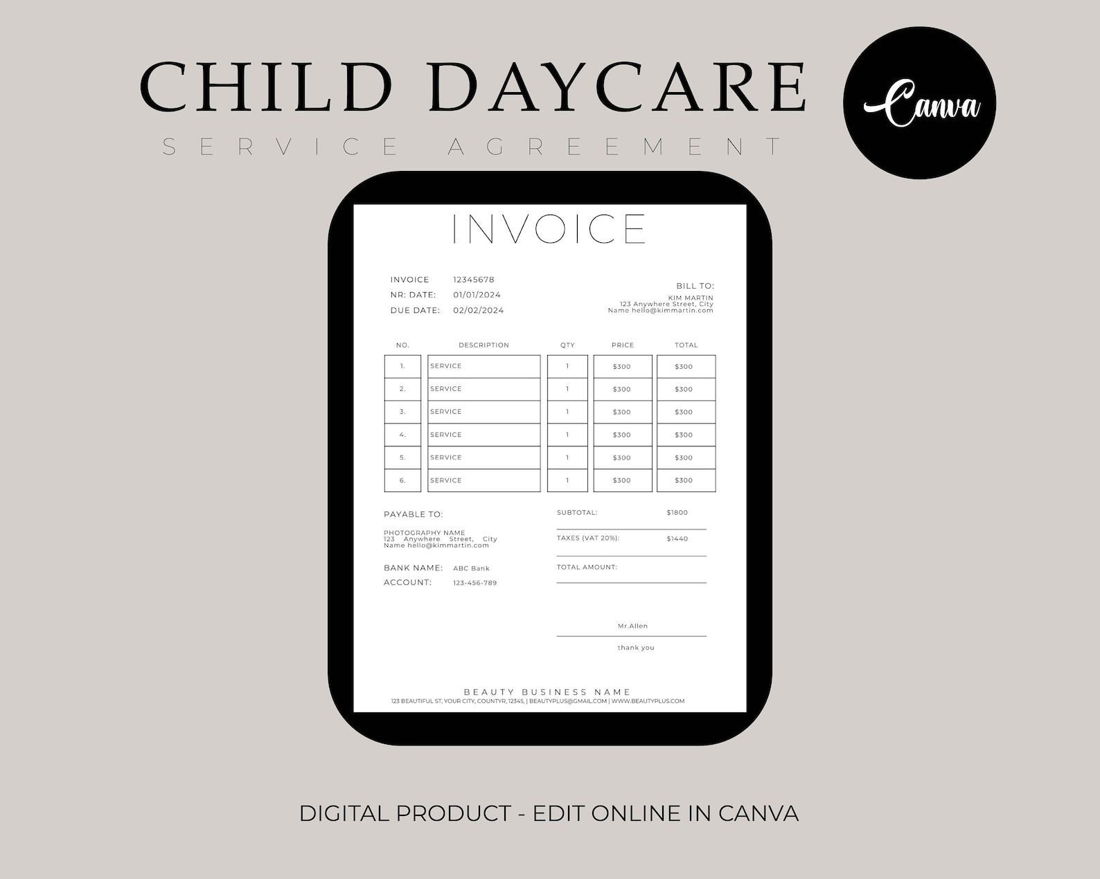 Editable Home Daycare Contract Template, Home Daycare Forms Package ...