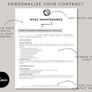 Editable HVAC Service Agreement, HVAC Service Agreement Forms, Service ...