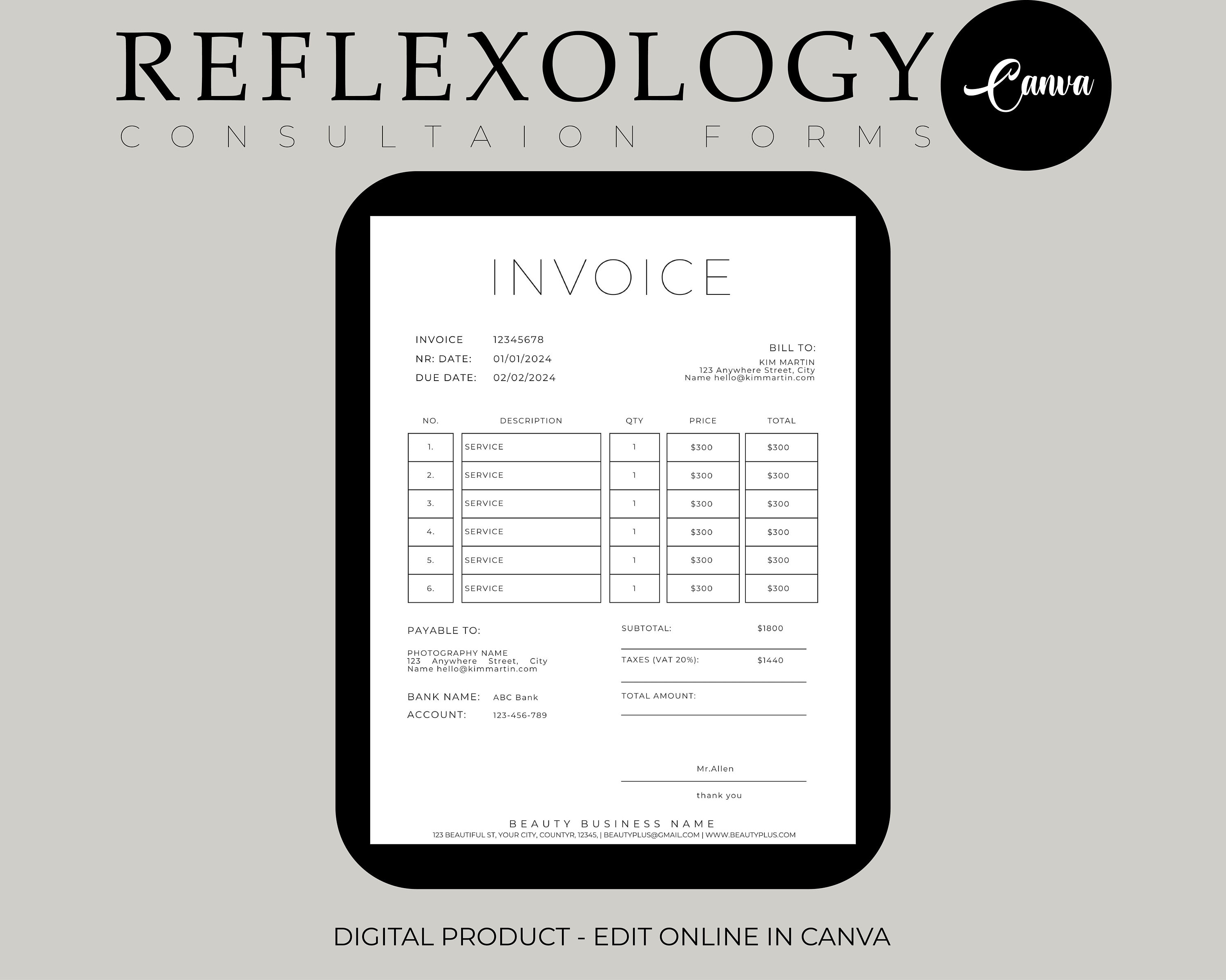 Editable Reflexology Intake Form, Massage Consultation Form, Foot ...