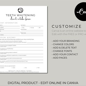 Teeth Whitening Forms Bundle - Editable Templates!, Teeth Whitening ...