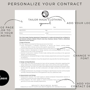 Tailor Made Clothing Agreement, Custom Garment Contract, Tailor Invoice ...