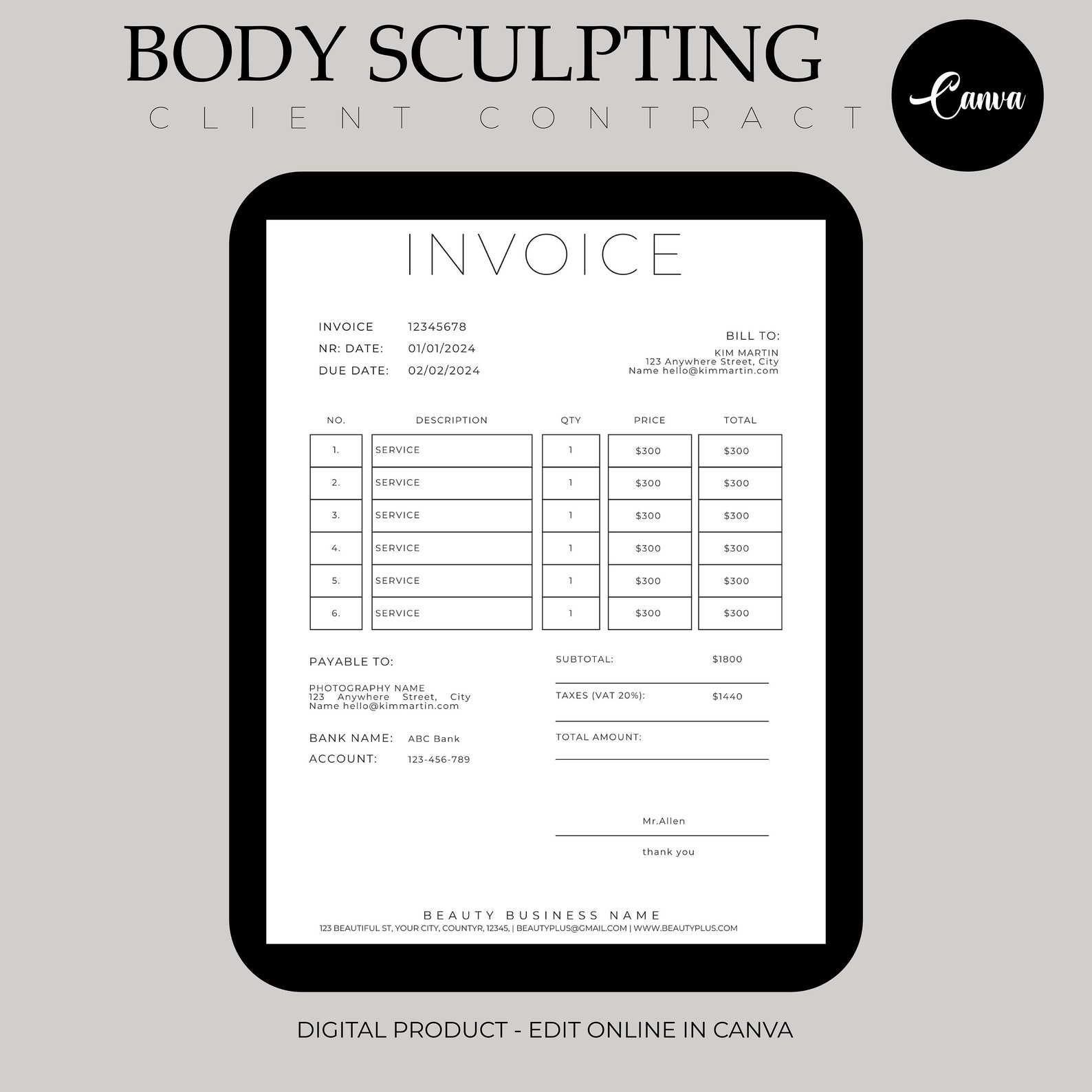 Body Sculpting Intake Forms, Esthetician Templates, Body Contouring ...