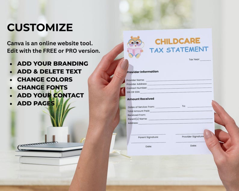 Childcare Tax Statement Template, Daycare Tax Statement Template, End ...