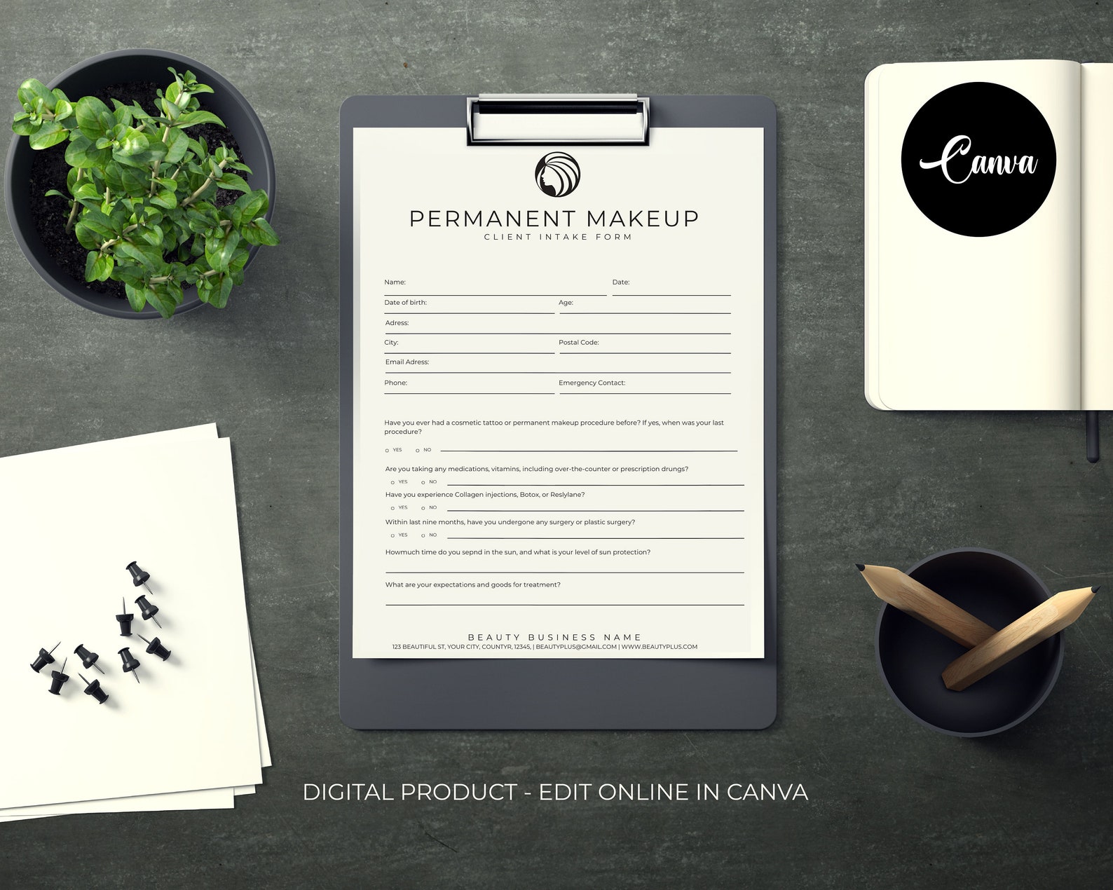 Permanent Makeup Forms, PMU Consent Form, PMU Aftercare Card, Makeup ...