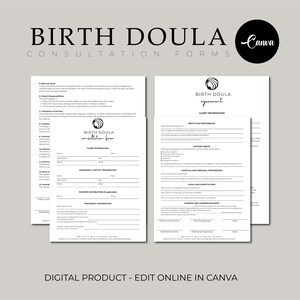 Doula Client Intake Forms Bundle, Editable Forms, Canva Template ...