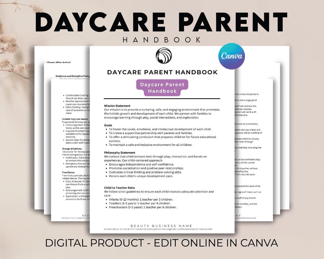 Daycare Parent Handbook, Daycare Contract Template, Daycare Policy ...