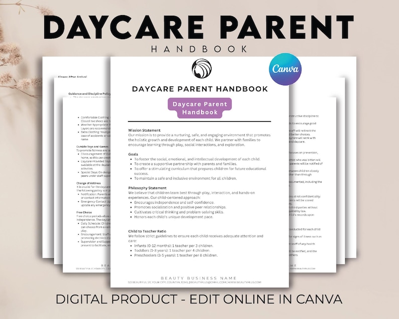 Daycare Parent Handbook, Daycare Contract Template, Daycare Policy ...
